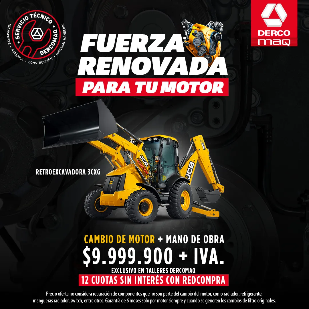 Cambio de motor y mano de obra JCB - https://www.dercomaq.cl/